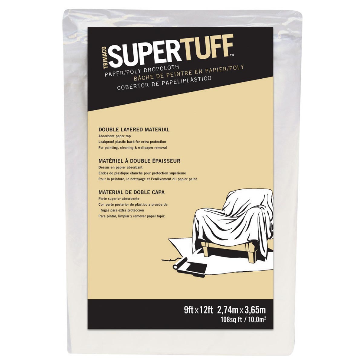9 ft. x 12 ft. Supertuff Paper & Poly Drop Cloth | City Mill