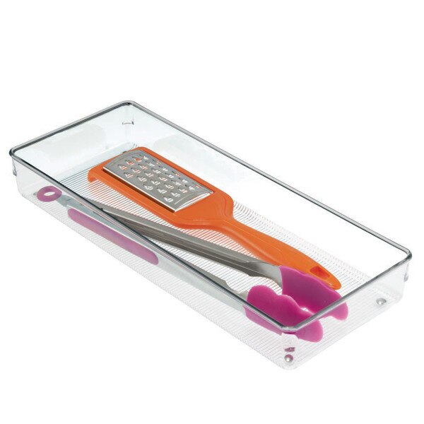iDesign Linus Kitchen Drawer Organizer Tray, Clear, 6x15x2 Inches ...