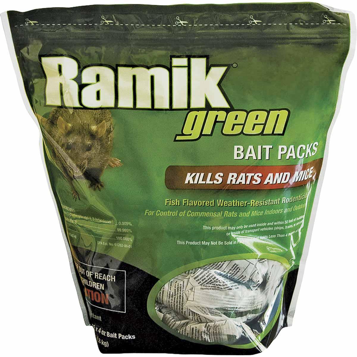 Ramik Weather-Resistant Rat & Mouse Killer Green Bait Packs, 16 Pack ...