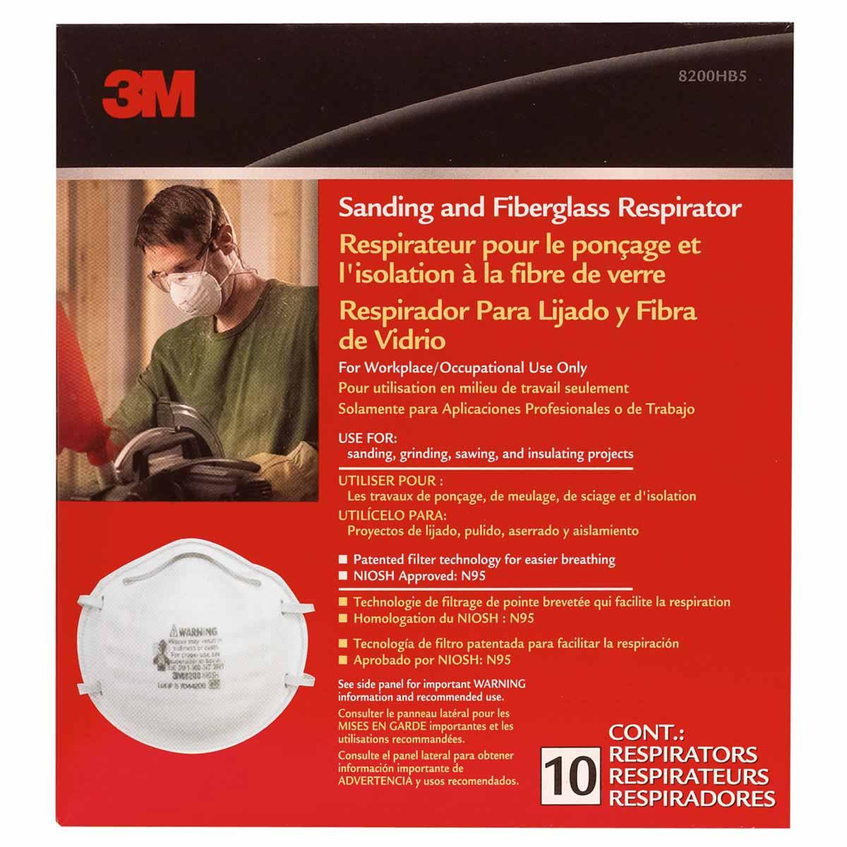 3M Sanding & Fiberglass N95 Respirator Mask, 10 Pack | City Mill