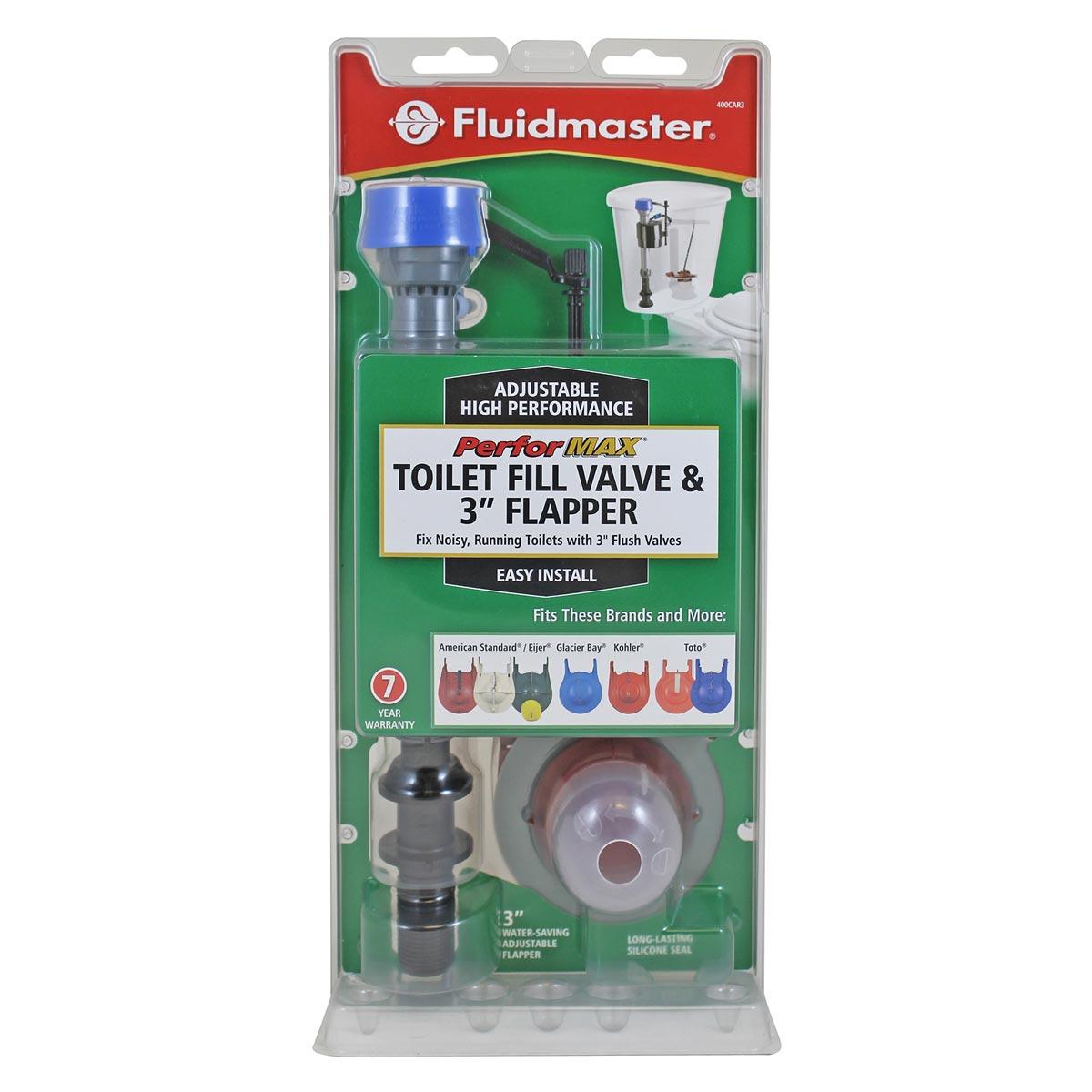 Fluidmaster 3 in. PerforMAX Adjustable Flapper Kit and Fill Valve ...
