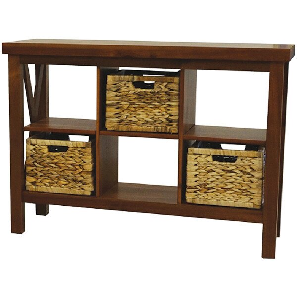 Alii Console Table with Baskets, Koa Finish | City Mill