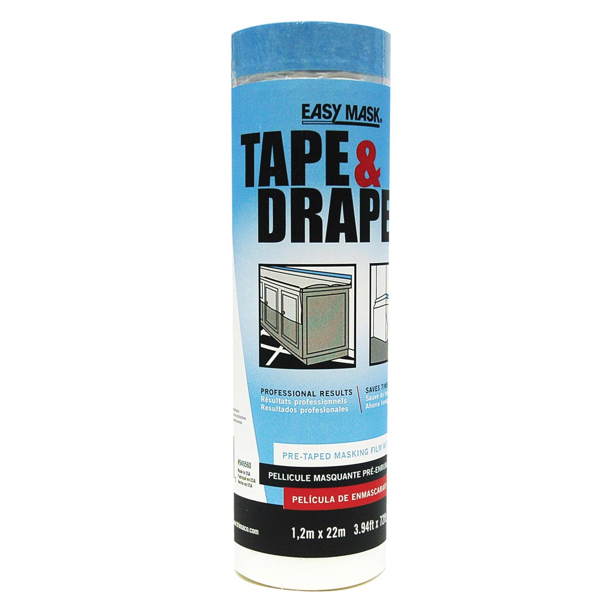 Trimaco Easy Mask 3.94 in. W X 72 ft. L X 0.5 mil Pre-Taped Plastic ...