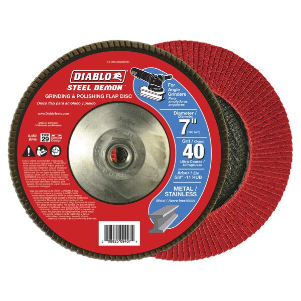 Diablo Steel Demon Flap Disc with Hub, 7 in. Dia, 5/8-11 Arbor, 40 Grit ...