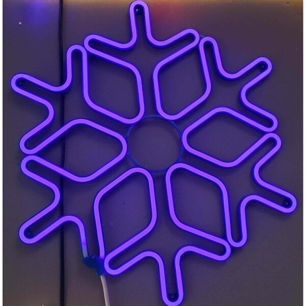 24 in. Lighted Neon Blue Christmas Snowflake | City Mill