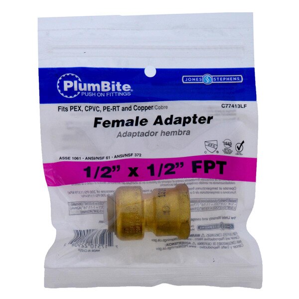 PlumBite 1/2 in. x 1/2 in. FPT Push On Adapter | City Mill