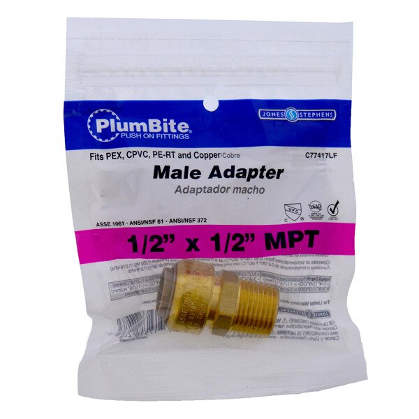 PlumBite 1/2 in. x 1/2 in. MPT Push On Adapter | City Mill