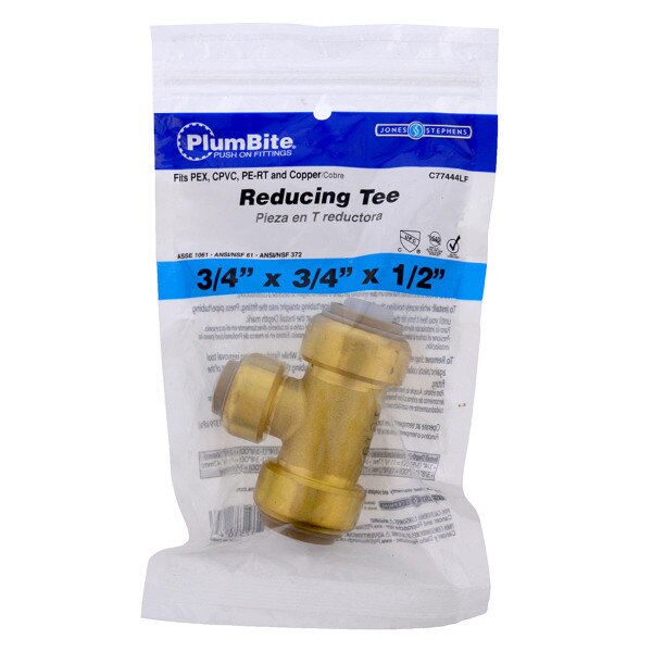 PlumBite 3/4 in. x 3/4 in. x 1/2 in. Push On Reducing Tee | City Mill