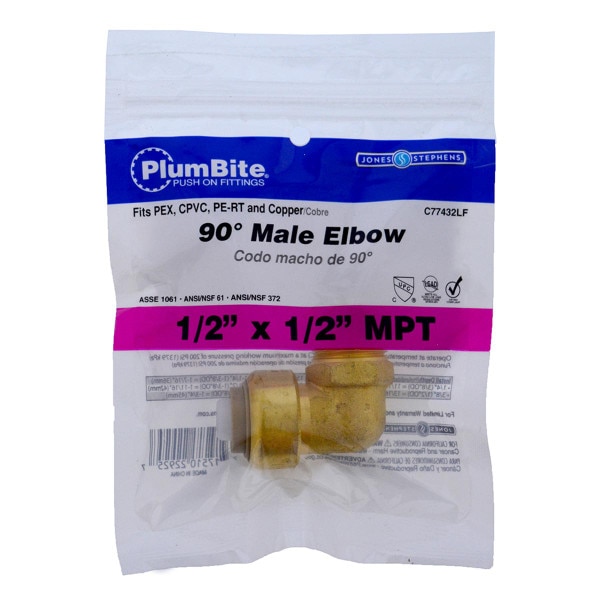 PlumBite 1/2 in. MPT Push On 90-Degree Elbow Adapter | City Mill