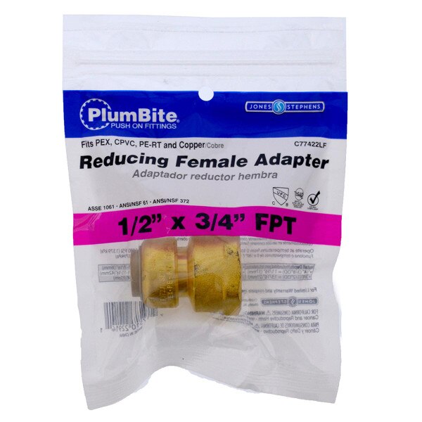 PlumBite 1/2 in. x 3/4 in. FPT Push On Reducing Adapter | City Mill