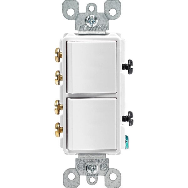 Leviton Decora 15 Amp 120-Volt 3-Way Combination Rocker Switch, White ...