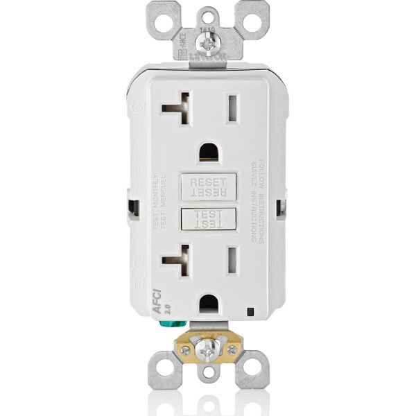 Leviton 20 Amp AFCI Tamper Resistant Duplex Outlet, White | City Mill