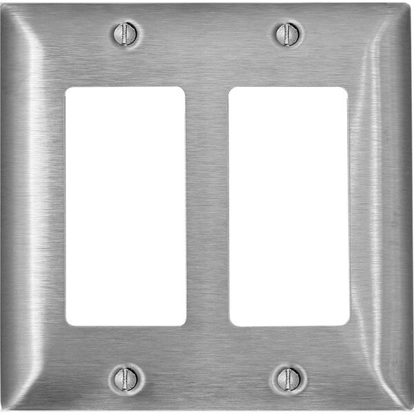 Leviton 2-Gang Decora Wall Plate, Stainless Steel | City Mill