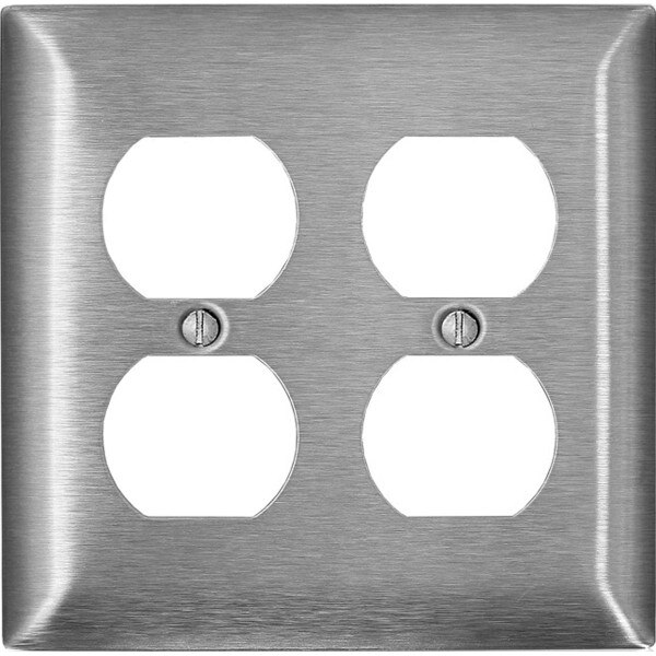 Leviton 2-Gang Duplex Receptacle Wall Plate, Stainless Steel | City Mill