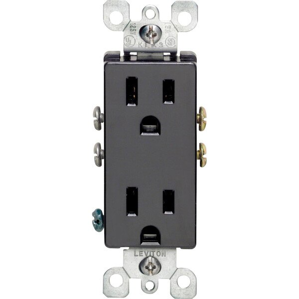 Leviton Decora Duplex Receptacle, Black | City Mill