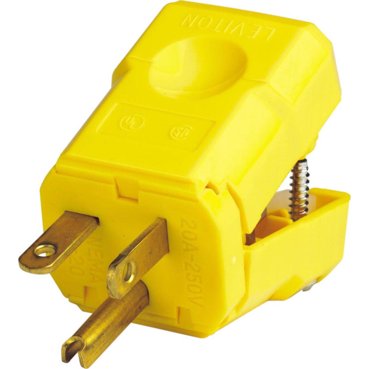 Leviton 20 Amp 250-Volt Straight Blade Grounding Plug, Yellow | City Mill