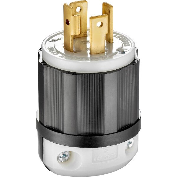 Leviton 30 Amp 125/250-Volt Locking Plug, Black and White | City Mill