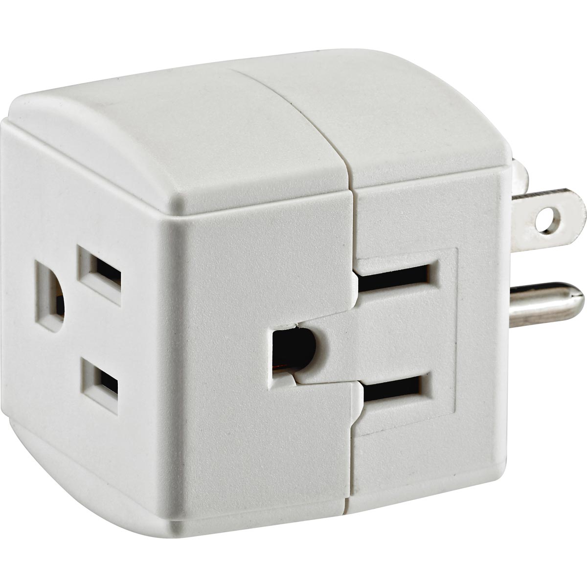 Leviton Grounded Triple Cube Outlet Adapter, White | City Mill