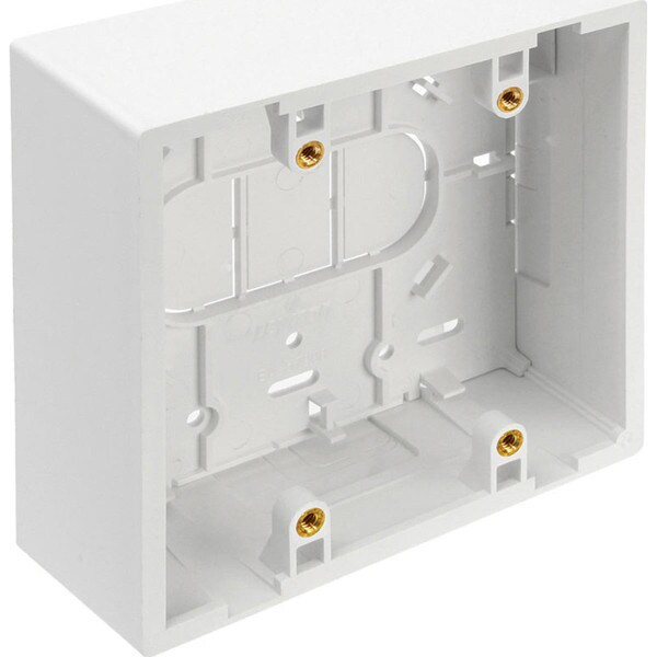 Leviton 2-Gang 1.89 in. Box Depth Surface Mount Back Box, White | City Mill Leviton 2-Gang 1.89 in. Box Depth Surface Mount Back Box, White | City Mill