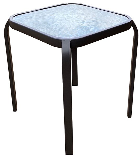 Seasonal Trends 50617 Side Table, 16x18 in, Steel Frame, Glass Top ...