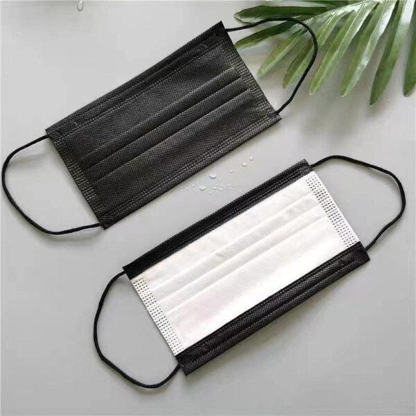 3-Ply Black Disposable Face Masks, 50 Count | City Mill