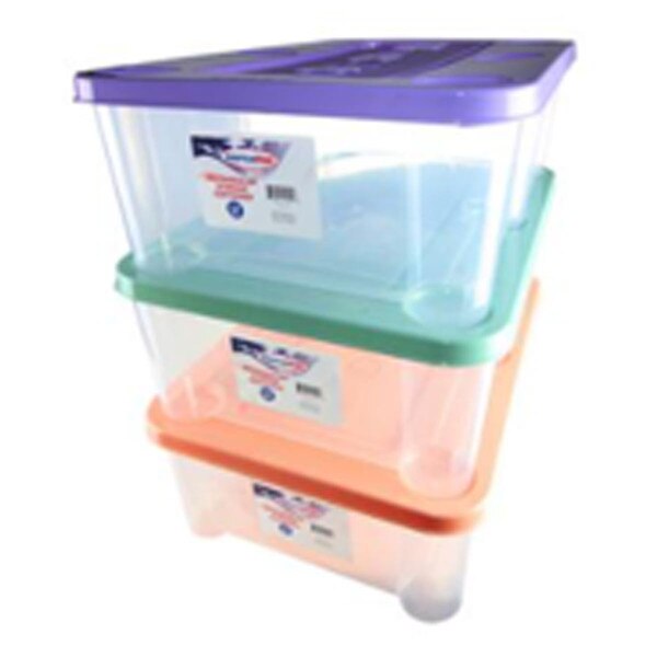 American Maid 5.75 Gallon Plastic Rectangle Storage Container with Lid, Assorted Lid Colors ...