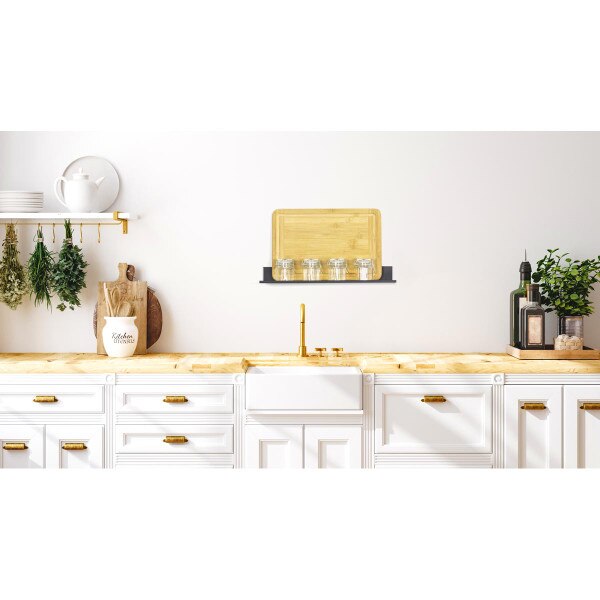 Hangman 18 in. Aluminum No Stud Floating Shelf, Black | City Mill