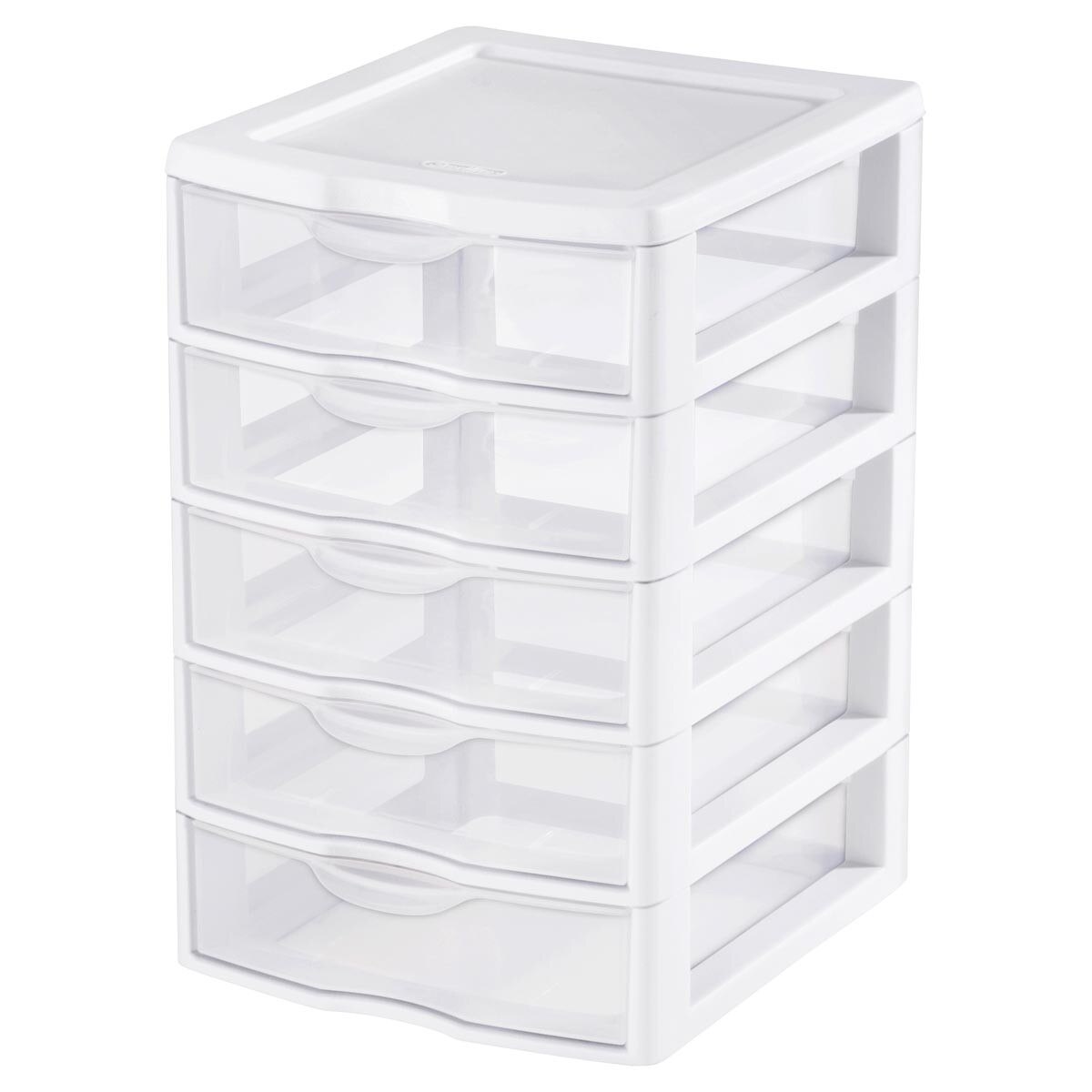 Sterilite Small 5 Drawer Storage Unit, Clear/White | City Mill