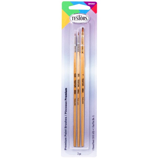 Testors 3-Piece Premium Assorted Hobby Paint Brush Set | City Mill Testors 3-Piece Premium Assorted Hobby Paint Brush Set | City Mill