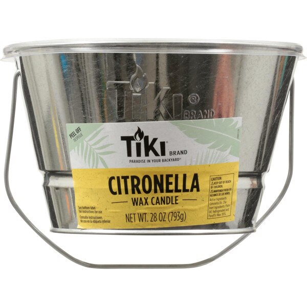 TIKI 28 oz. Triple-Wick Citronella Wax Candle in Silver Metal Bucket ...