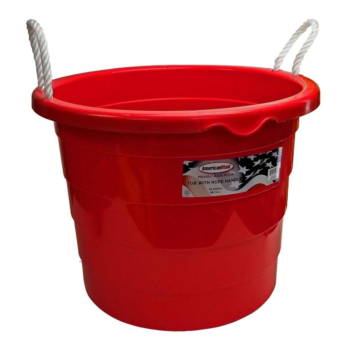 American Maid 18 Gallon Plastic Open Top Round Storage Tub with Rope ...
