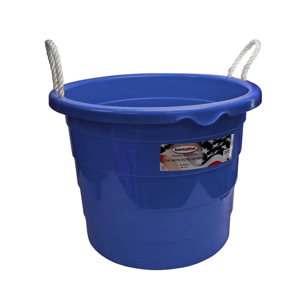 American Maid 18 Gallon Plastic Open Top Round Storage Tub with Rope ...