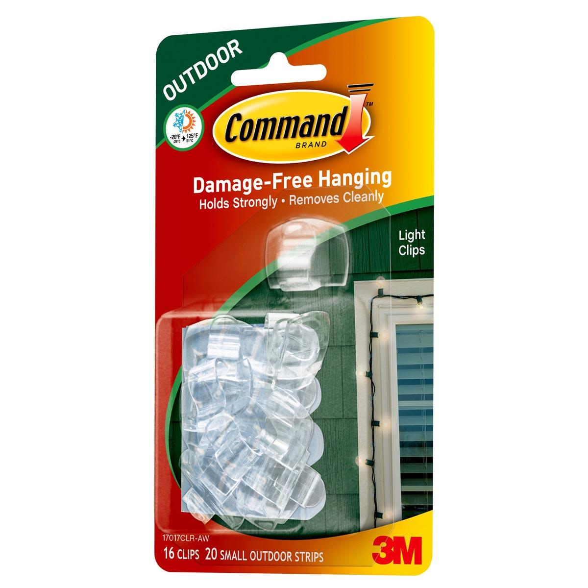 Command Clear Outdoor Light Clips with Command Adhesive Strips 16 Count City Mill