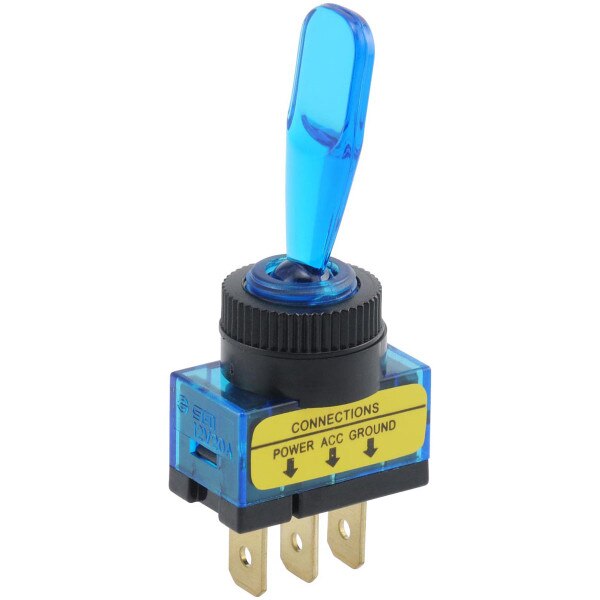 Blue Paddle SPST On-Off Lighted Toggle Switch (20 Amp) | City Mill