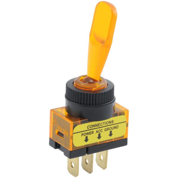 Amber Paddle SPST On-Off Lighted Toggle Switch (20 Amp) | City Mill