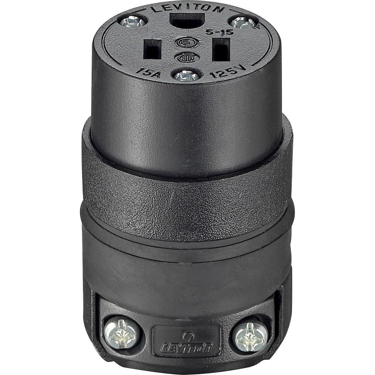 Leviton 15 Amp 125-Volt 3-Wire Connector, Black | City Mill