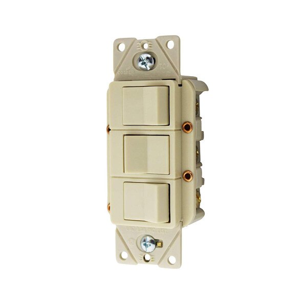 Leviton Decora 15 Amp 3-Rocker Combination Switch, Ivory | City Mill