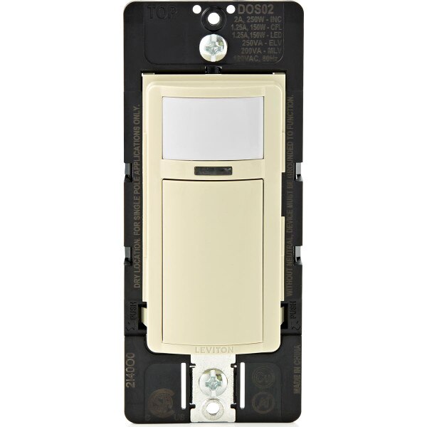 Leviton 2 Amp Single Pole Motion Sensor In-Wall Switch, Auto-On Ivory ...