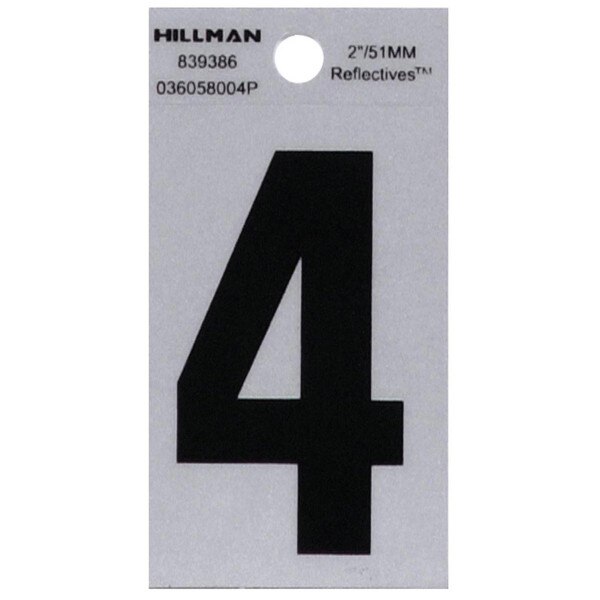 2 in. Black and Silver Reflective Adhesive Number 4, Square Cut Mylar ...
