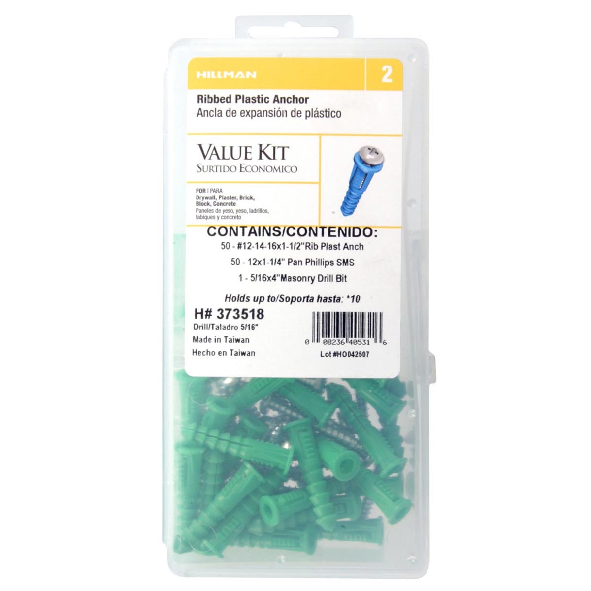 Green Ribbed Plastic Anchor Kit #12-14-16 x 1-1/2 in. | City Mill