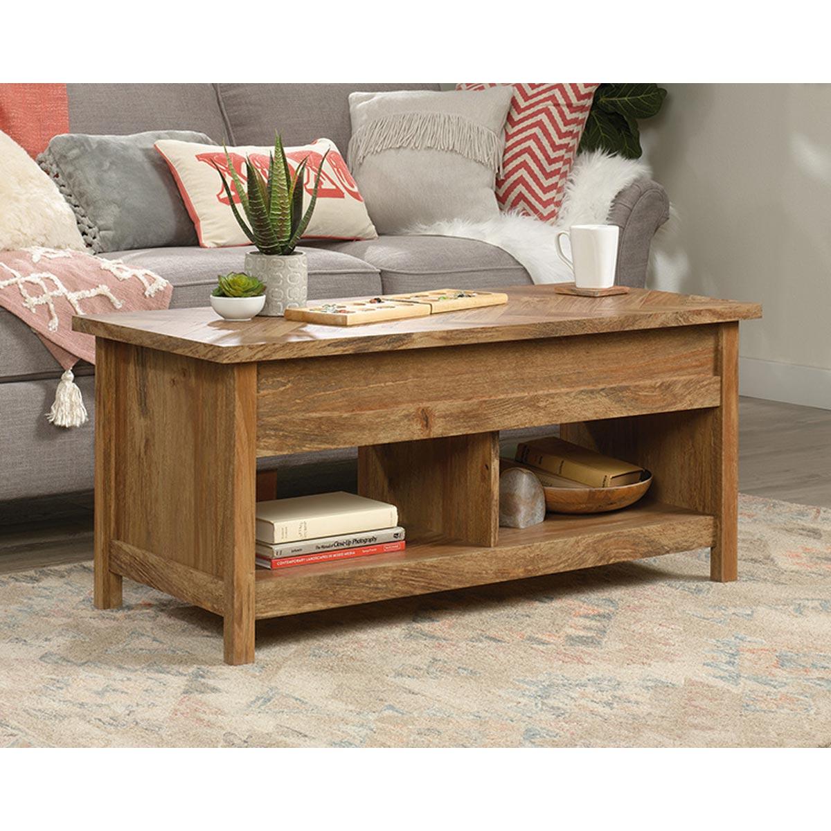 Sauder Cannery Bridge Collection Sindoori Mango Finish Lift Top Coffee Table City Mill