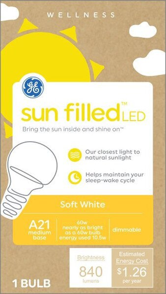 GE Sun Filled 93129184 A21, 60W Equivalent, E26 Base, Dimmable, White ...
