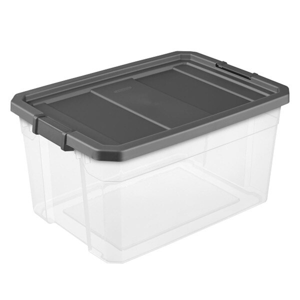 Sterilite 76 Quart Modular Clear Stacker Storage Box with Latched Lid ...