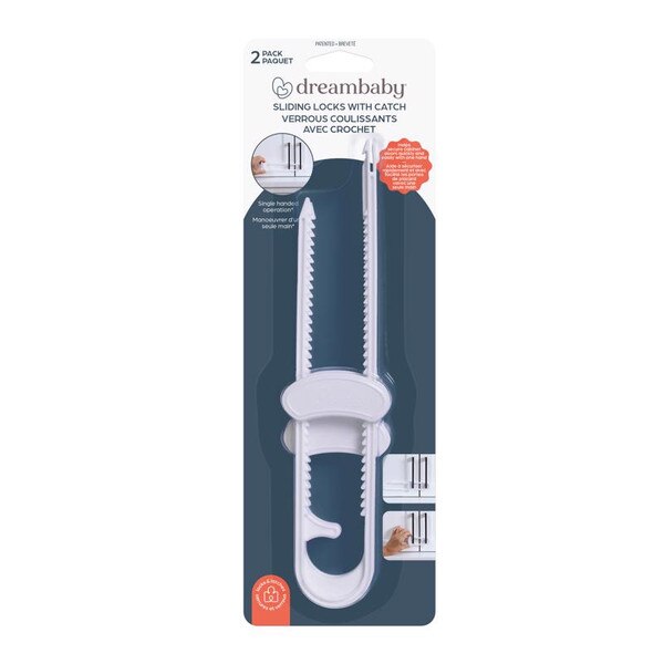 Dreambaby White Plastic Cabinet Slide Locks 2 pk | City Mill