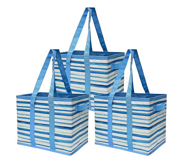DuraSack Set of 3 Small 13" Collapsible StorageTotes - Blue Waves ...